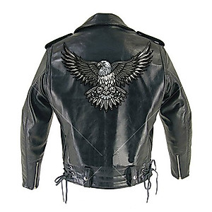 VEGASBEE® American Bald Eagle US National Symbol Biker Jacket Vest Large Embroidered Iron-ON Patch 12" USA (Gray-White)