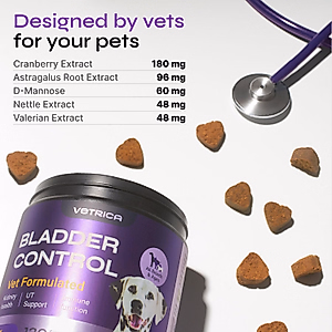 Dog UTI Treatment - Bladder Control Cranberry Chews - Dog Cranberry Supplement for Urinary Tract, Bladder & Kidney Health - Cranberry D-Mannose Soft Treats for Dog Incontinence - Healthy Bladder