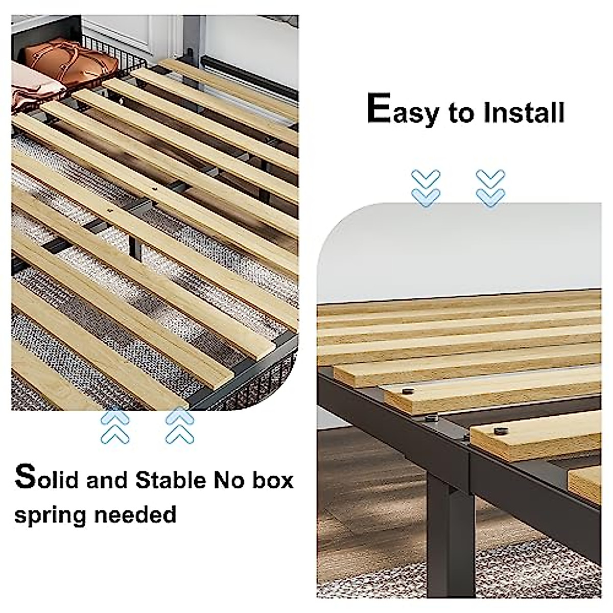 LIKIMIO Queen Bed Frame with Storage Drawers, Upholstered Platform Bed with Headboard - Sturdy Structure for a Comfortable & Noiseless Sleeping Space