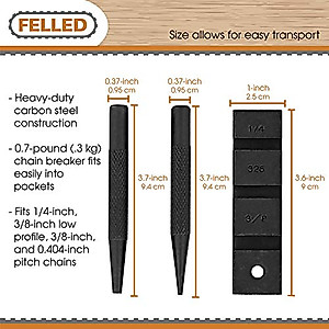 Felled Pocket Chainsaw Chain Breaker Tool Kit - 3Pc Pocket Chain Saw Rivets and Chainsaw Link Removal Tool