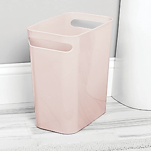 mDesign Plastic Slim Large 2.5 Gallon Trash Can Wastebasket, Classic Garbage Container Recycle Bin for Bathroom, Bedroom, Kitchen, Office, Outdoor Waste, Recycling - Aura Collection - Light Pink/Blush