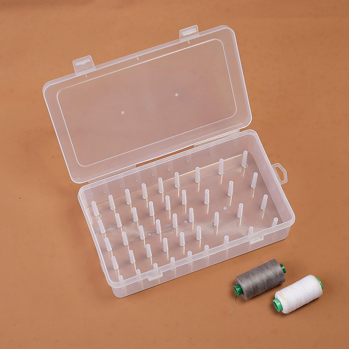 42 Slots Empty Sewing Satchel Organizer Trays - Super Durable Plastic Storage Box Case, Art Embroidery With Holder Bin | Container for Thread Spools & Others Easily Fit Your Crafting Machine Workspace