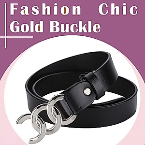 ALAIX Women's Belt Gold/Silver Buckle Belt Black leather belt Fashion Dress Pants Jeans belts for women