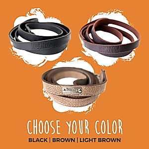 Mighty Paw Leather Dog Leash - Genuine Material - Premium Leash - Suitable for All Pet Sizes - Dog Show Lead Thin - Distressed Genuine Leather Leash - 5 ft Heavy Duty Dog Leash - (Light Brown)