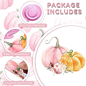 60 Pcs Little Pumpkin Hanging Swirls Autumn Thanksgiving Baby Shower Party Decoration a Little Pumpkin Is on Her Way Hanging Decor Pink Floral Pumpkin Ceiling Swirl for Fall Baby Shower Girl Birthday