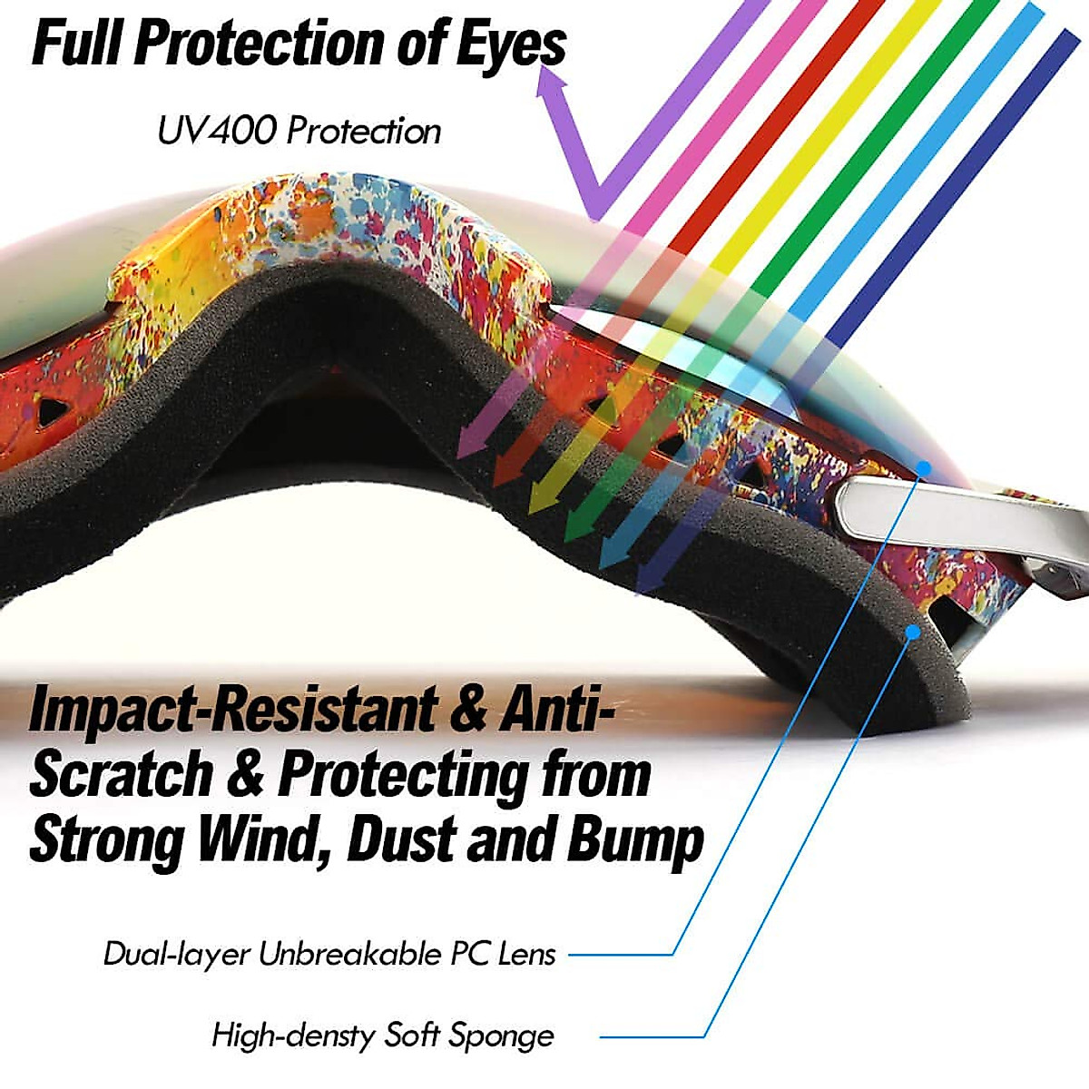 Houzemann Ski Goggles Over Glasses - NEW Anti-Fog and UV400 Protection Snowboard Goggles for Men Women Youth, Spherical Dual Lens Snow Goggles, Skiing Goggles for Men Women Teens (Flower)