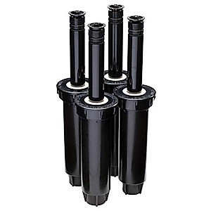 Rain Bird 1804AP4PK Professional Pop-Up Sprinkler, Adjustable 0° - 360° Pattern, 8' - 15' Spray Distance, 4" Pop-up Height, 4-Pack, Black