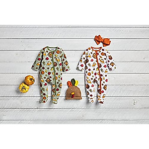 Mud Pie Girls' Thanksgiving Turkey Sleeper and Headband Set, Pink, 3 Months/6 Months