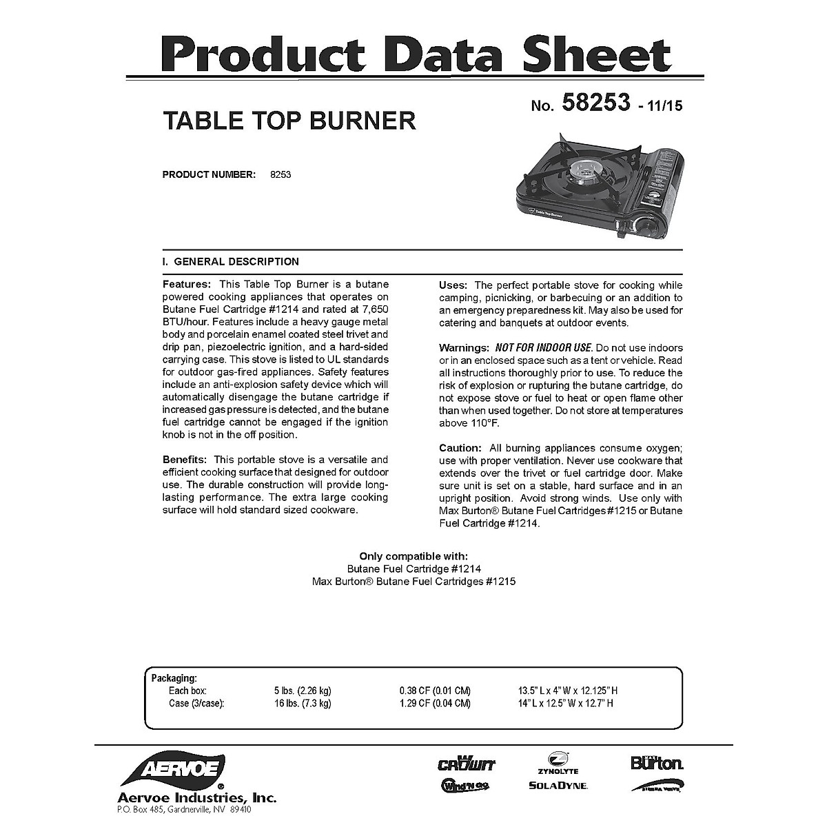 Max Burton 8253 Table Top Gas Burner, Black, 7650 BTU, Piezoelectric Ignition, Heavy Gauge Metal Body and Porcelain Enamel Coated Steel Drip Pan, Includes a Hard-Sided Plastic Carrying Case