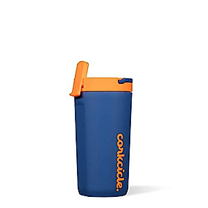 Corkcicle. Kids Tumbler Triple Insulated Stainless Steel Travel Mug, Easy Grip, Non-Slip Bottom, Keeps Beverages Cold for 18 Hours and Hot for 3 Hours, 12 oz, Electric Navy