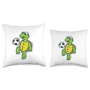 Turtle reptile dorsal carapace old Sauropsida Turtle Plays and Loves Football Throw Pillow, 16x16, Multicolor