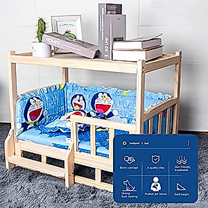 Bedside Table Elevated Dog Bed, with Bedding, All Solid Wood Frame, Off The Ground, Moisture-Proof, Removable Wooden Pet Bed,XL