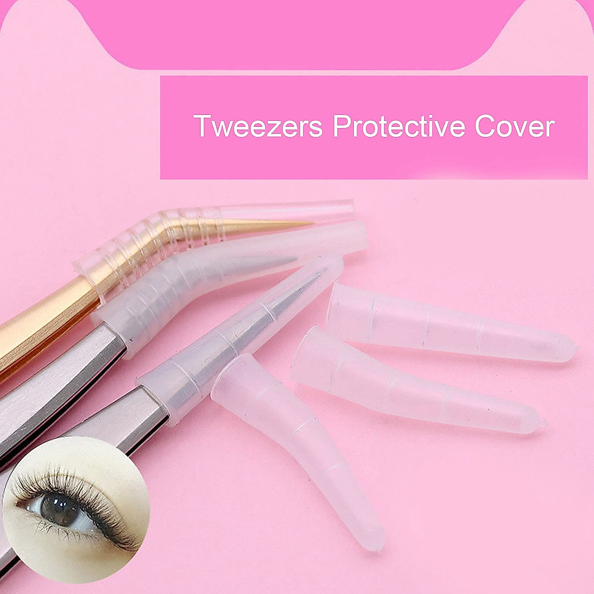 Non‑Slip Tweezers, Tweezers Reusable Tweezers Tip Cover Design Thickened Silicone Design for Eyelashes Grafting Tweezers