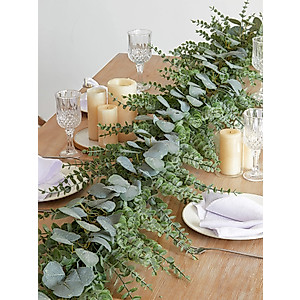 Clycaloor 9 FT Eucalyptus Greenery Garlands for Table, Artificial Long Greenery Garlands, Spring Green Eucalyptus Garland for Wedding, Mantle, Party, Home Decor