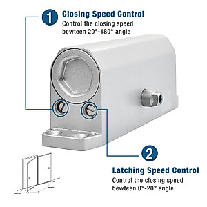 Ougourim Door Closers Commercial Heavy Duty Automatic Door Closer Residential Grade 3 Spring Hydraulic Door Closer Silver Aluminium