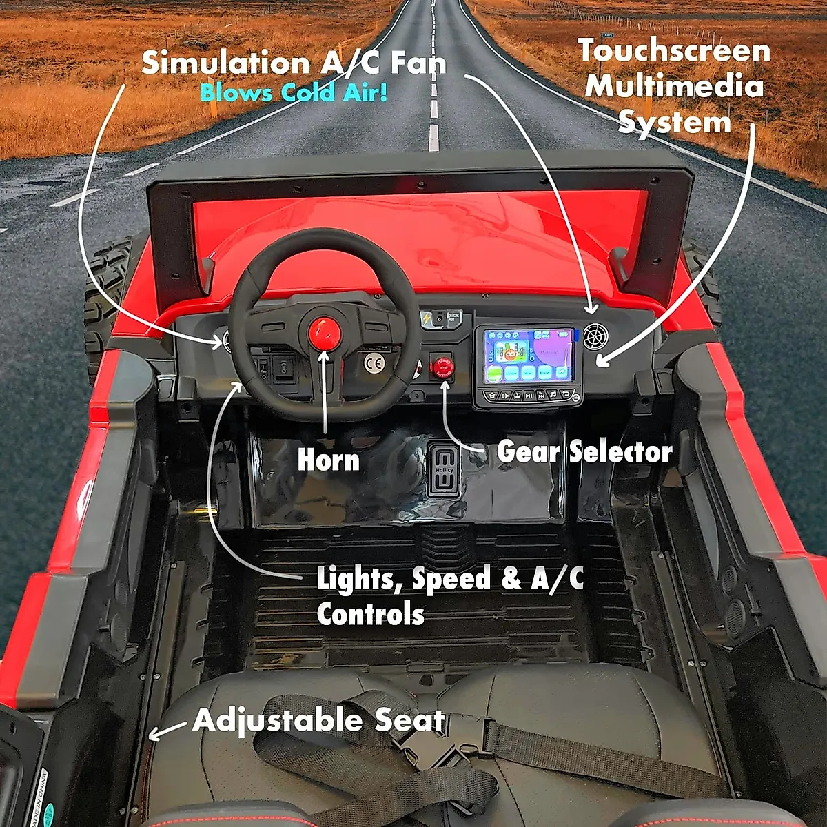4X4 Upgraded Kids Ride on car 24v XXL Ride On UTV Buggy Quad SIDEBYSIDE RZR with 2 Adjustable Leather Seats Rubber Tires TV Touch Screen Parent Remote Control 2-11mph 3 speed new 2024 model hold 265lb