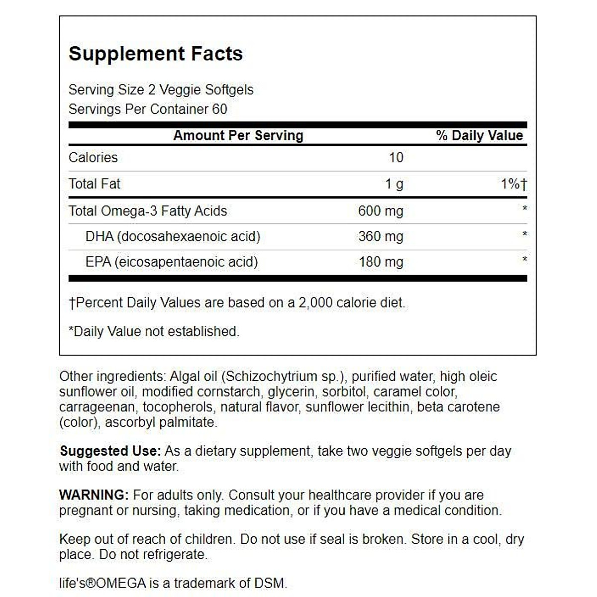 Swanson Plant Based Omega-3 300 Milligrams 120 Veg Sgels Fish Oil