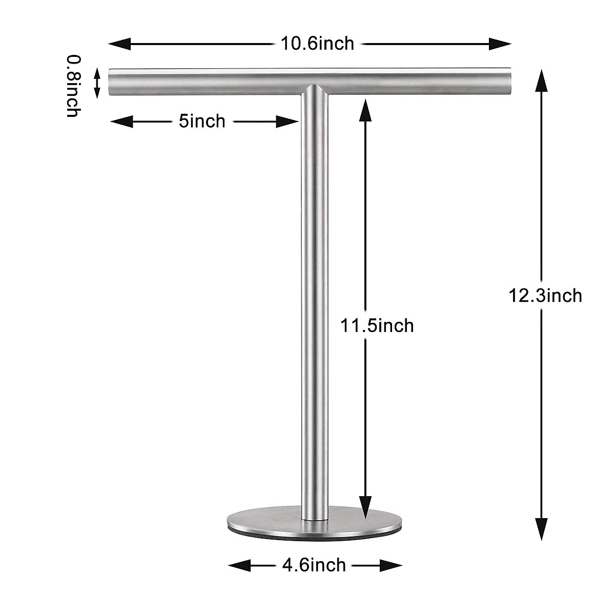 T-Shape Hand Towel Holder - Standing Hand Towel Rack for Bathroom or Kitchen Countertops, with SUS304 Stainless Steel Brushed Finish, Minimalist Style