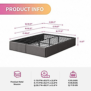Mixoy Platform Bed Frame with 4 Large Storage Drawers, Cal King Bed Frame with Storage, Metal Slats Support, No Box Spring Needed, Easy Assembly (Cal King, Dark Grey)