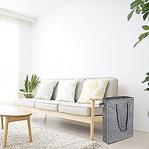 AllMyHomy Slim Laundry Hamper 45L, Tall Narrow Laundry Basket, Small Laundry Bin, Clothes Hampers Rectangle, Thin Laundry Storage Bin Skinny, Collapsible Laundry Bag, Clothes Baskets Organizer (Grey)