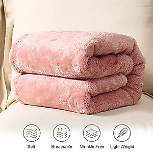 Whale Flotilla Breathable Fleece Throw Blanket for Couch Sofa(50x70 Inch), Super Soft Fuzzy Blankets for All Season, Lightweight and Fluffy, Pink