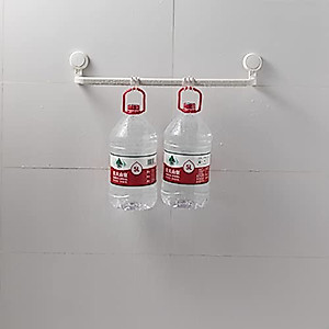 ZWTNBFST Bath Towel Bar with Transportable Hooks Waterproof Drill-Free Suction Cup Towel Rack Wall Mounted Removable Heavy Duty Hand Towel Holder for Bathroom Kitchen