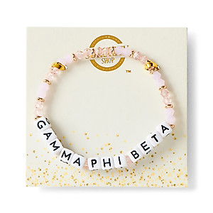 Sorority Shop Gamma Phi Beta Bracelet — Glass Bead Bracelet with GPB Name Beads and 18K Gold Accent Beads, Greek Sorority Jewelry for Big Little Sorority Gifts