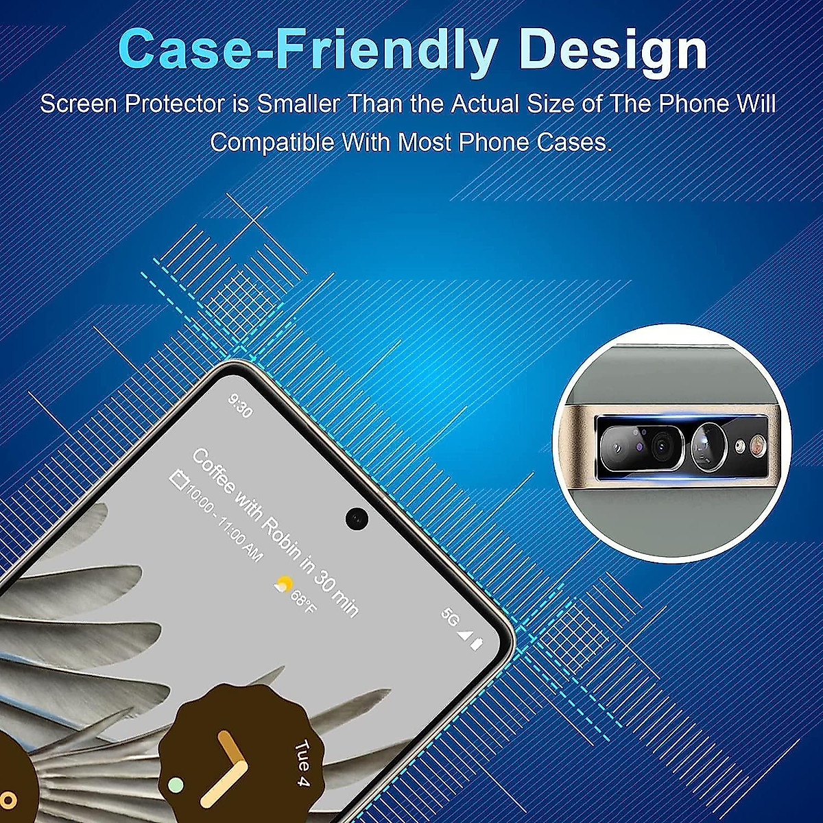 CWQZGUF Pixel 7 Pro Tempered Glass Screen Protector, 2 Pack, Fingerprint Unlock Support, Anti Scratch, HD, 5.7 Inch