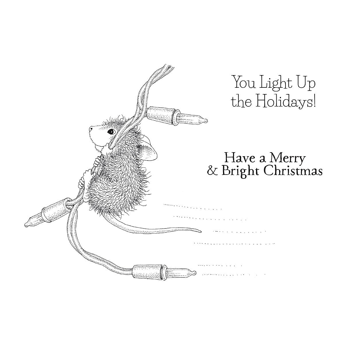 Spellbinders Merry & Bright House-Mouse Cling Rubber Stamp, Red