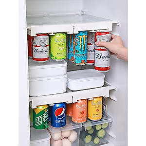 2 Pack Stacking Can Dispenser for Fridge,Hanging Soda Organizer for Refrigerator Adjustable Can Dispenser for Pantry, Freezer, Kitchen, Beverage Holder More 50% Space Save Fridge,Hold Up to 16 Cans
