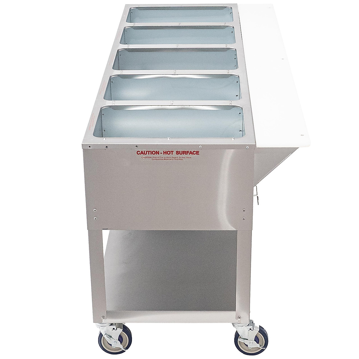 Kratos Commercial Mobile Electric Steam Table/Hot Food Table, 5 Wells, Stainless Steel, NSF 240V (28W-200)