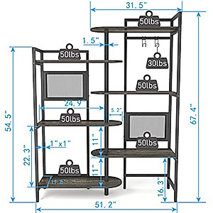 Gezen 6-Tier Industrial Bookshelf Wood Bookcase with Metal Frame, Tall Office Book Shelves Wooden Etagere Book Shelf, Open Storage Shelving Unit for Living Room/Study Room/Bedroom(Black Oak)