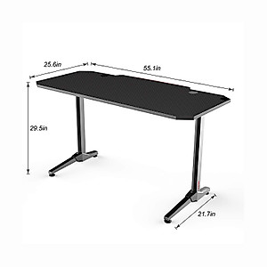 SogesHome 55 inch Gaming Desk with Cup Holder, Computer Desk Pro Gamer Desk Headphone Rack, PC Office Tables with USB Charger