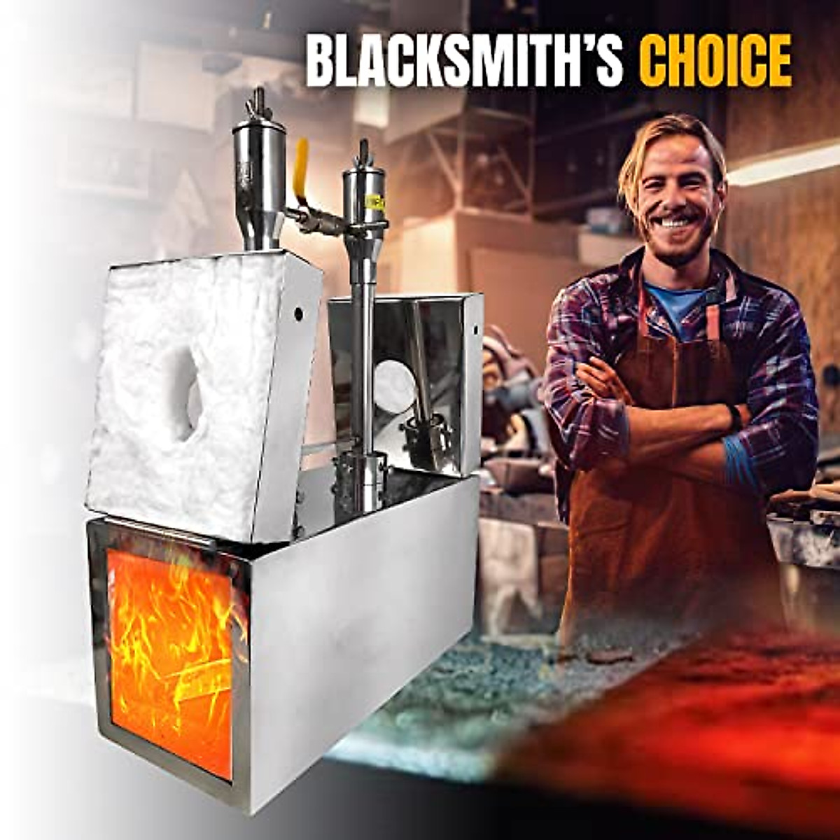 Simond Store Double Burner Propane Forge with Two Doors, 2600 F Rated, for Blacksmithing, Knife Making, Forging Tools and Equipment – Stainless Steel Rectangle Shape