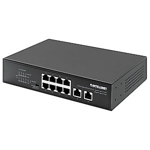 Intellinet 8-Port Gigabit Ethernet PoE+ Switch with 2 RJ45 Gigabit Uplink Ports,120W Power Budget, Manual VLAN Mode, Endspan, Self-Healing Network, Desktop - 3 Yr Mfg Warranty - 561402
