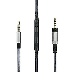 NewFantasia Headphone Cord Audio Cable for Sennheiser HD4.40, HD 4.40 BT, HD4.50, HD 4.50 BTNC, HD4.30i, HD400S Headphone, Remote Volume Control Inline Mic for for Apple Devices