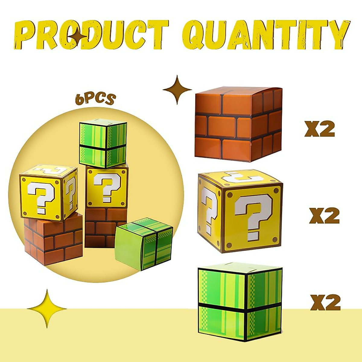 SUYEPER 6PCS Big Party Boxes For Birthday Party Question Boxes Brick Boxes Pipe Boxes For Party Game Party Favor Props Boxes (11.8 x 11.8 Inch)