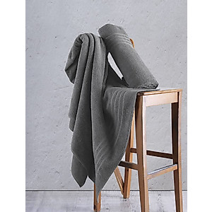 Hammam Linen Bath Sheet Towels 6 Pieces Bundle | Includes: 2 Luxury Bath Sheet Towels, 4 Hand Towels | Quality, Soft Towel Set | Grey