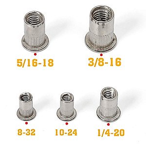 Stainless Steel Rivet Nuts Kit #8-32#10-24 1/4"-20 5/16"-18 3/8"-16 Threaded Insert Nutsert Rivnuts