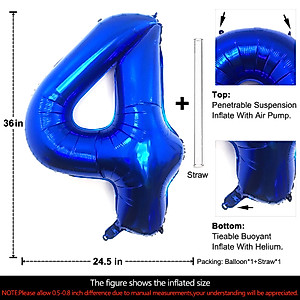 Lovoir 40 Inch Navy Blue Number 4 Balloon Large Size Jumbo Digit Mylar Foil Helium Dark Blue Balloons for Birthday Party Celebration Decorations Graduations Anniversary Baby Shower Photo Shoot