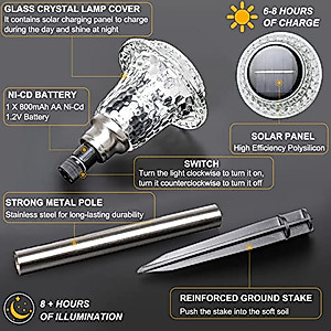 Biicais BIICAIS Solar Outdoor Lights Pathway, 4 Pack Solar Walkway Lights, 12LM High Lumen Glass Solar Lights for Yard Waterproof