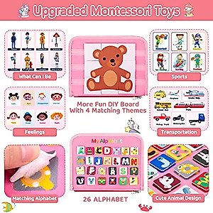 HONGDDY Busy Board Montessori Toys for Toddler, Sensory Board Toy for Learning Fine Motor Skills Quiet Book Travel Toys Educational Plane Travel Activity for Girls & Boys Gifts
