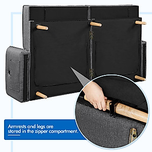 Yaheetech 78” Convertible Sofa Bed with USB Ports Sleeper Couch Futon Daybed Sofa for Living Room Adjustable Loveseat Linen Fabric, Dark Gray