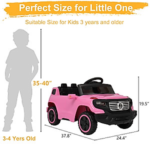 JOYMOR Kids Ride on Toy, Kids Truck 6V Battery Motorized Vehicles, w/Parent Remote Control, Children's Best Toy with 3 Speeds (Pink)