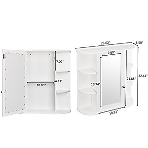 GeRRiT Home Bathroom Wall Mount Cabinet Storage Shelf Over Toilet w/Mirror Door, White, RXER001