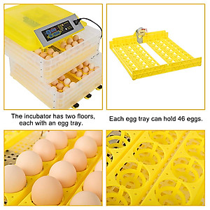 2 in1 Egg Incubator, 96 Eggs Fully Automatic Digital Poultry Hatcher Machine Breeder with Temperature Control and Auto Turning for Hatching Chicken Duck Goose Quail Birds