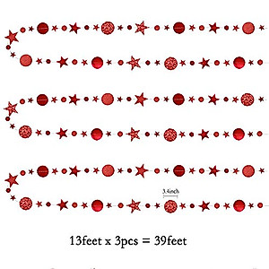 Decor365 Twinkle Star Garlands Red Circle Dots Streamer for Valentines Party Decorations Chinese New Year Hanging Decor Glitter Banner for Bridal Shower Baby Shower Showcase Wedding Curtains Props