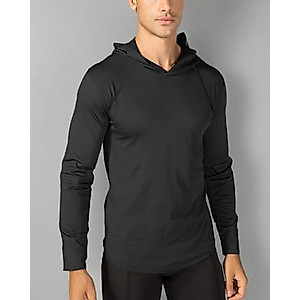 BIYLACLESEN Outdoor Shirts for Men Lightweight Workout Shirts Hiking T-Shirt Mens Quick Dry Shirt Long Dry Fit Long Sleeve Shirts Men with Hoodie Black