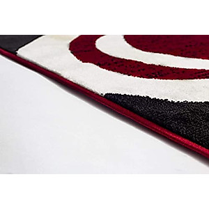 Msrugs Area Rugs, 5x7 Frize Collection Modern Red Black White Area Rug, Contemporary Geometric Carpet for Living Room and Bedroom