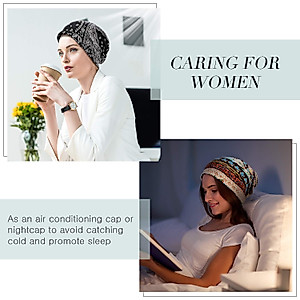 5 Pieces Women's Slouchy Beanie Hat Stretch Turban Hats Cancer Headwear Caps Baggy Skull Sleep Scarf (Striped Style) Multicoloured